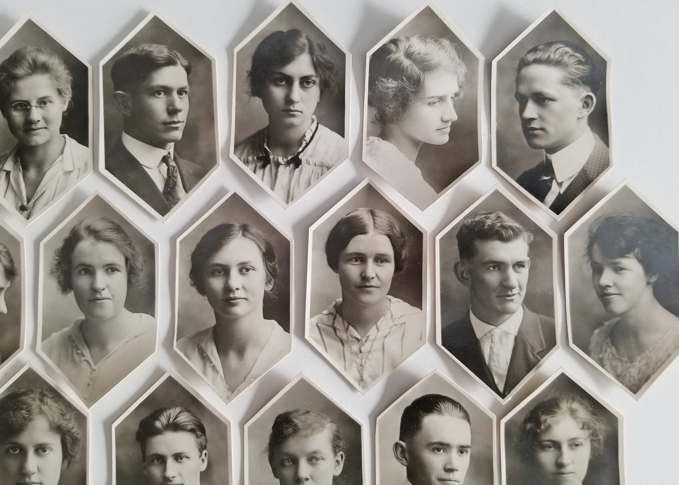 Photographs of Class of 1916 High School Graduates Lot of 19 Hexagon ...