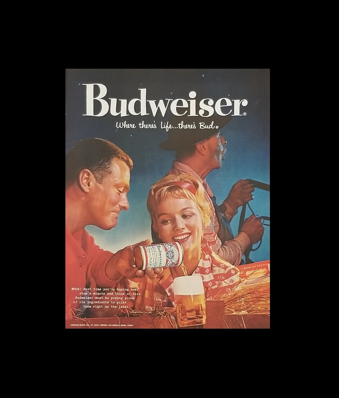 Budweiser Original Print Ad From 1959 - Where There's Life... There's ...