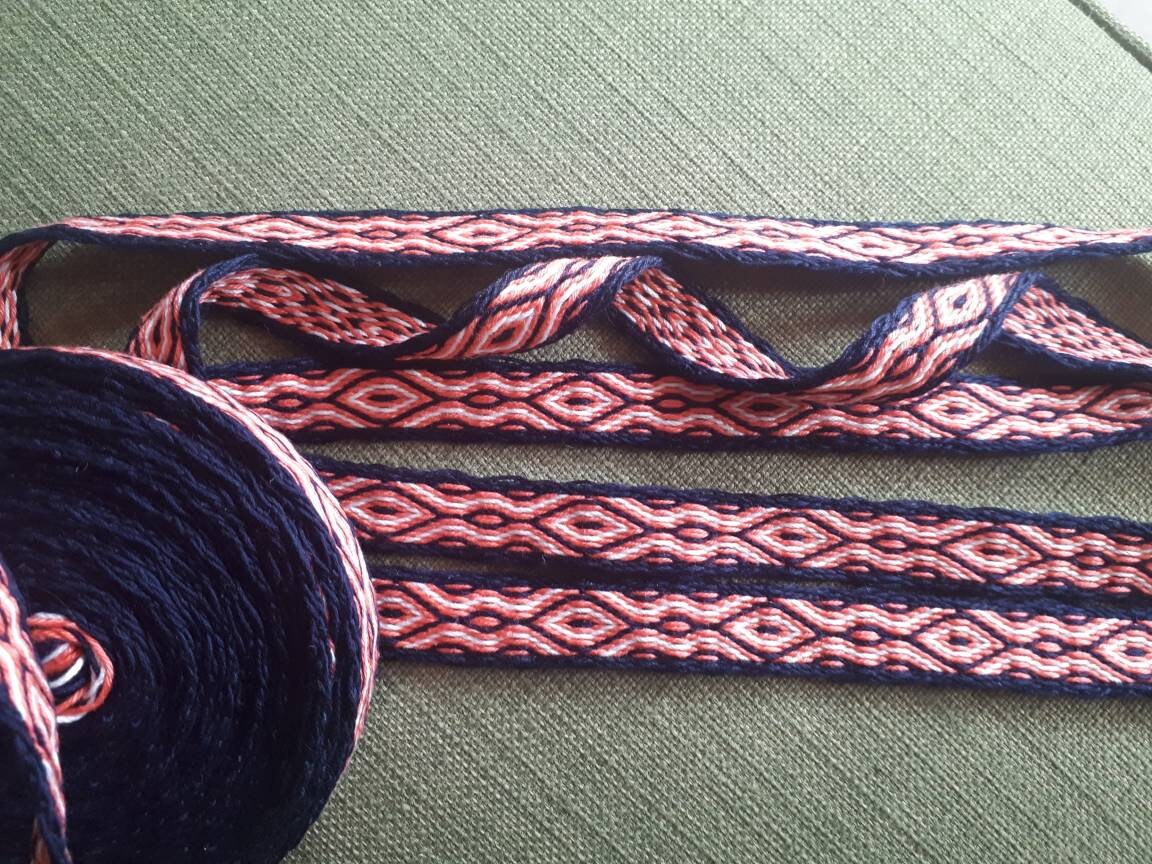Hand-woven Early Medieval Trimmings Viking Tablet Woven Trim Blue ...