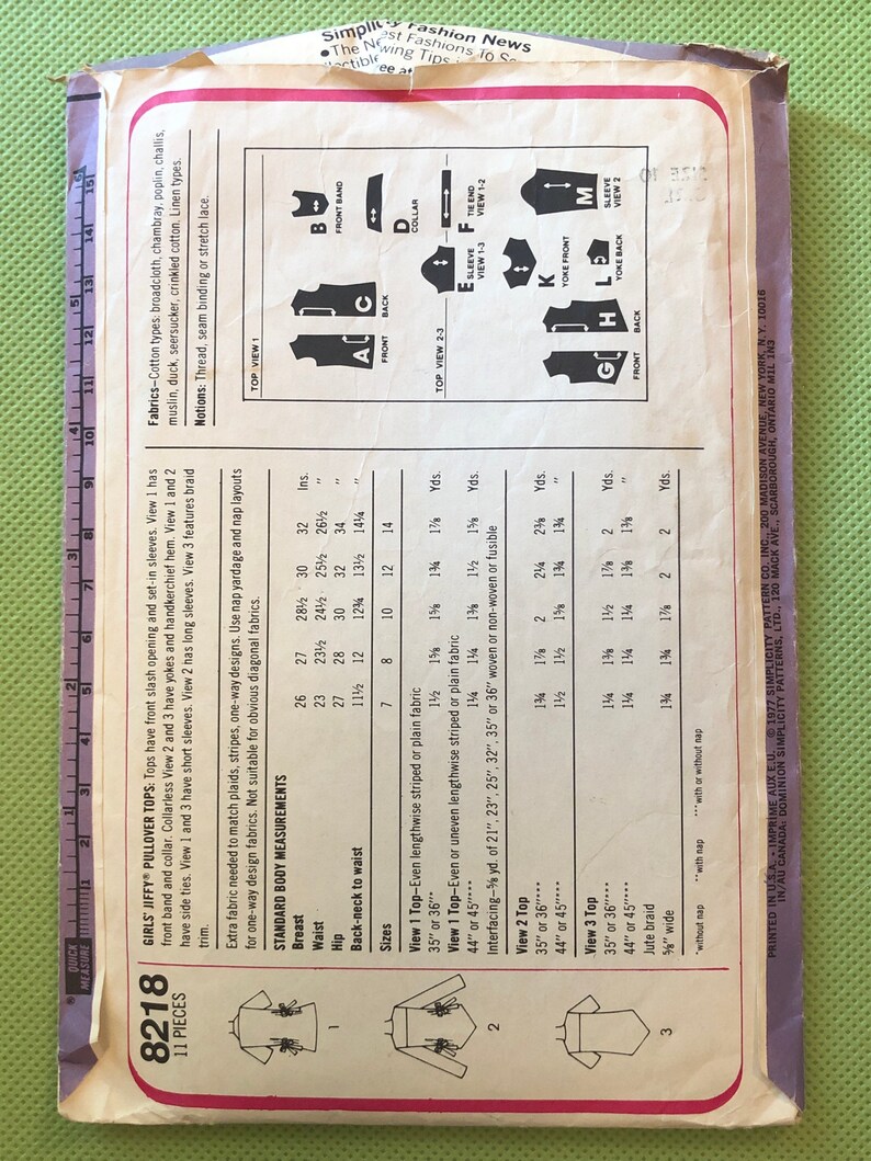 Simplicity Jiffy Pattern 8218 for Girls Tops - Etsy