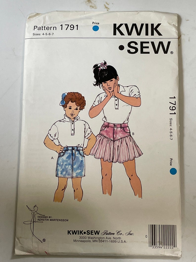 Kwik Sew Pattern 1791 for Girls Skirts Size 4-7 - Etsy