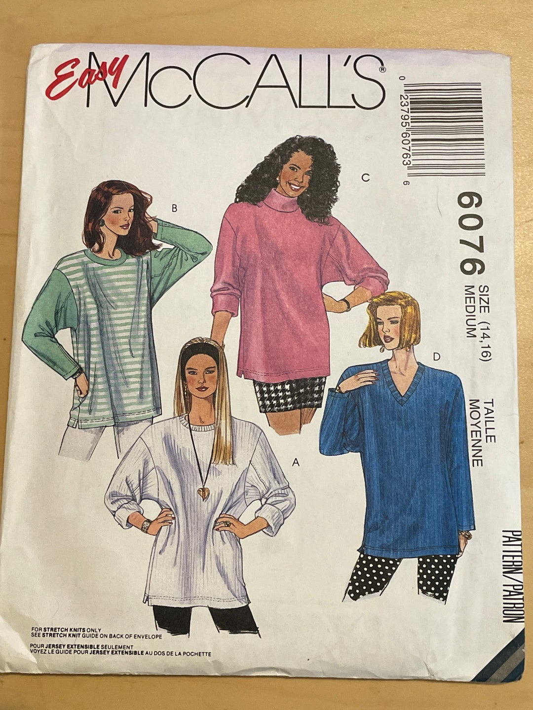 Easy Mccall's Pattern 6076 for Women's Knit Tunics - Etsy