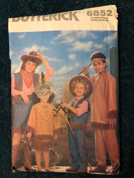 Butterick Pattern 6852 Child Size Old Western Costumes | Etsy