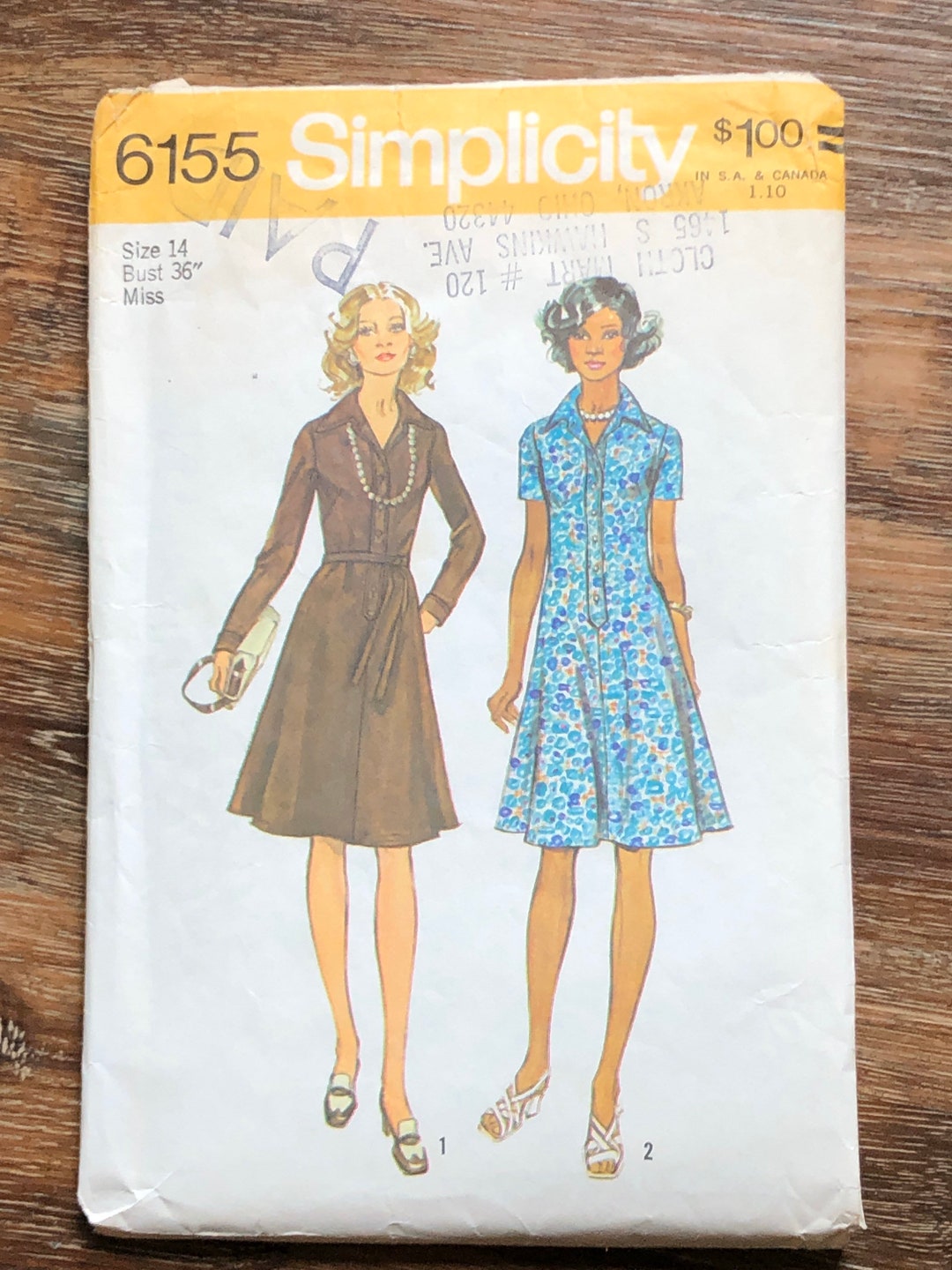 Simplicity Pattern 6155 for Miss Size Dress - Etsy
