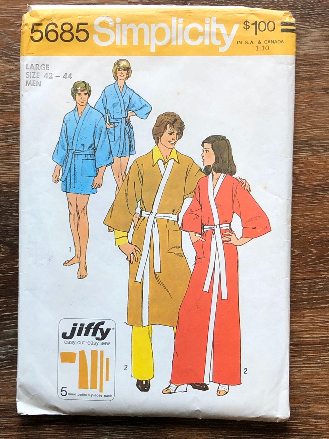 Simplicity Pattern 5685 Men's/women's Bathrobe - Etsy