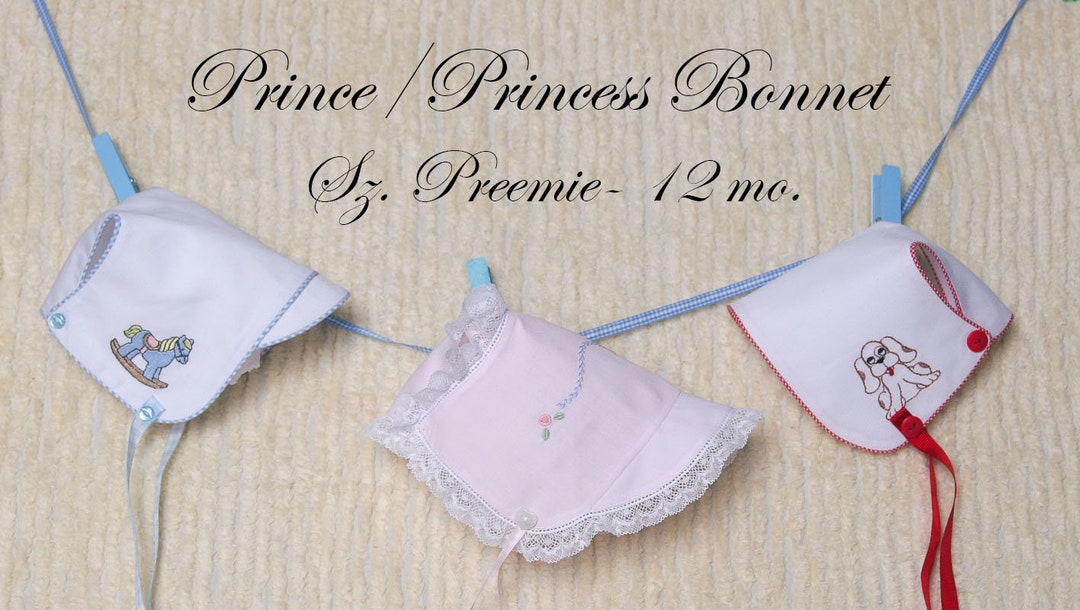 Prince/princess PDF Bonnet Pattern, Preemie - 12 Mo. - Etsy