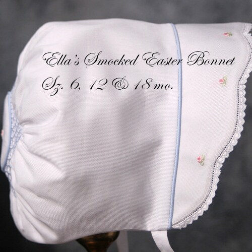 Ella's Smocked Easter Bonnet PDF Pattern 6 18 Mos. - Etsy