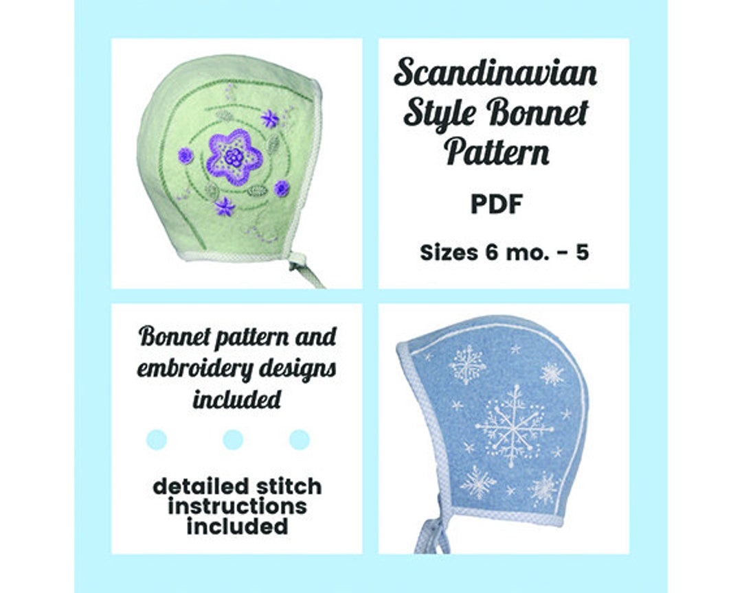 Scandinavian Style Bonnet Pattern - Sizes 6 Mo. - 5 - Etsy