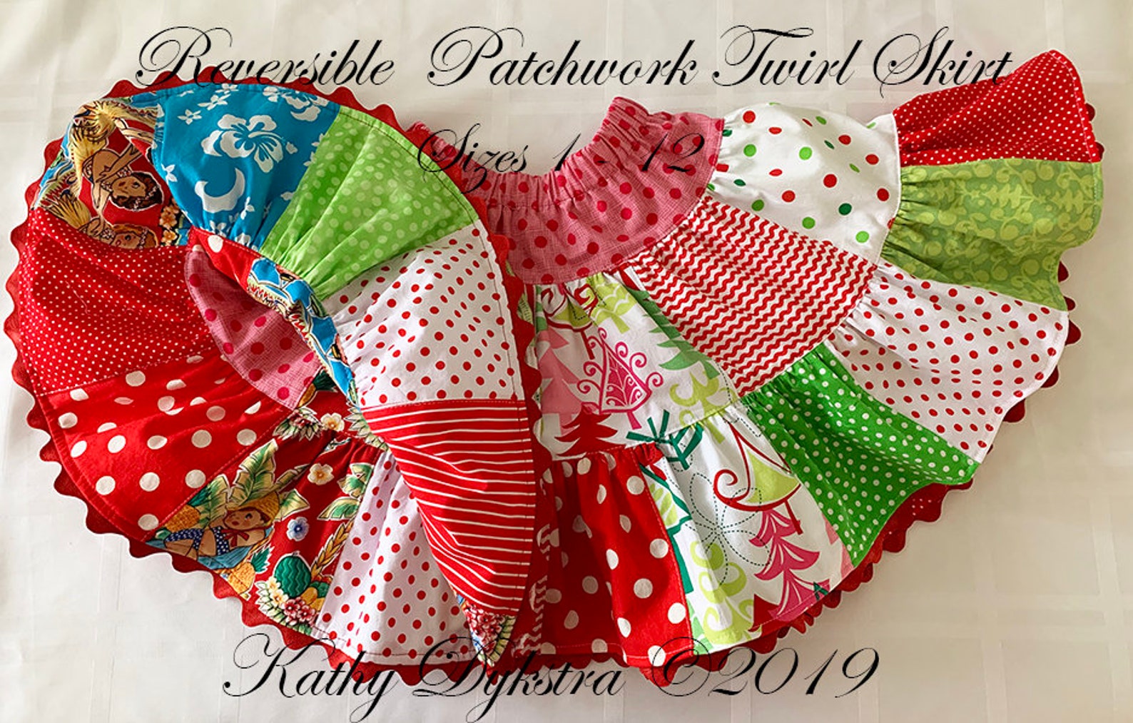 Reversible Patchwork Twirl Skirt PDF Pattern Size 1 12 - Etsy