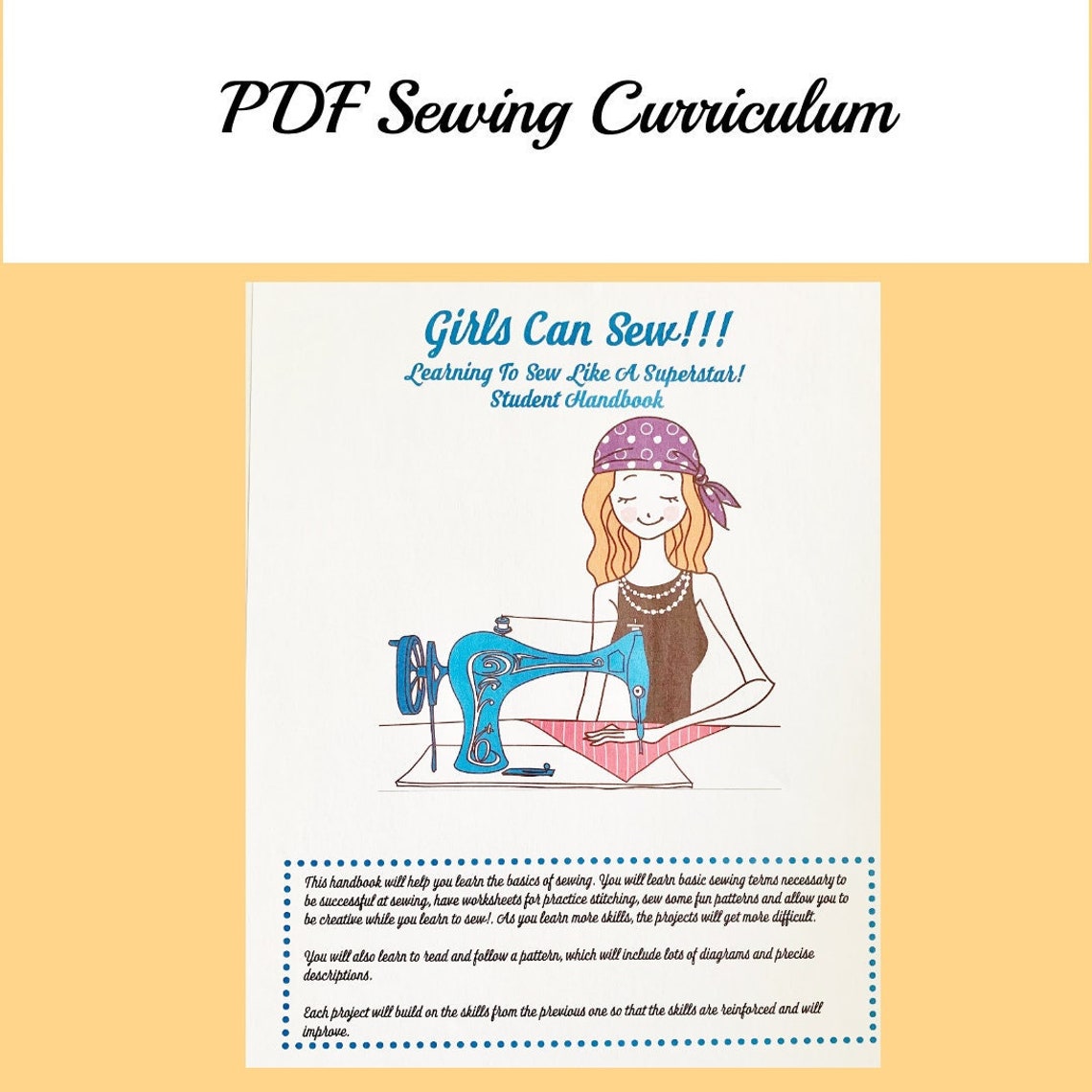 Girls Can Sew PDF Sewing Curriculum for Girls 8 12 - Etsy