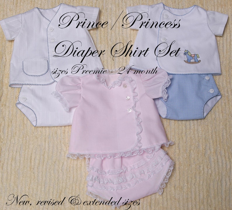 Prince/princess Diaper Set & Daygown PDF Pattern, Sz. Preemie - 24 Mo ...