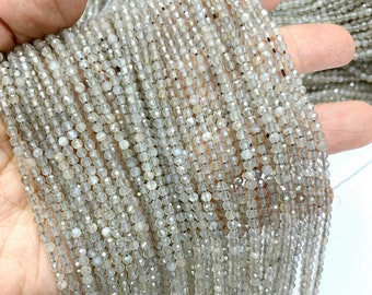 Natural Rainbow Moonstone Small Stone Beads Grey Moonstone Faceted ...