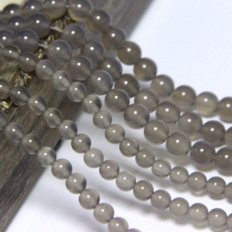 Gray Agate Beads 6mm 8mm 10mm Gray Chalcedony Agate Gemstone - Etsy