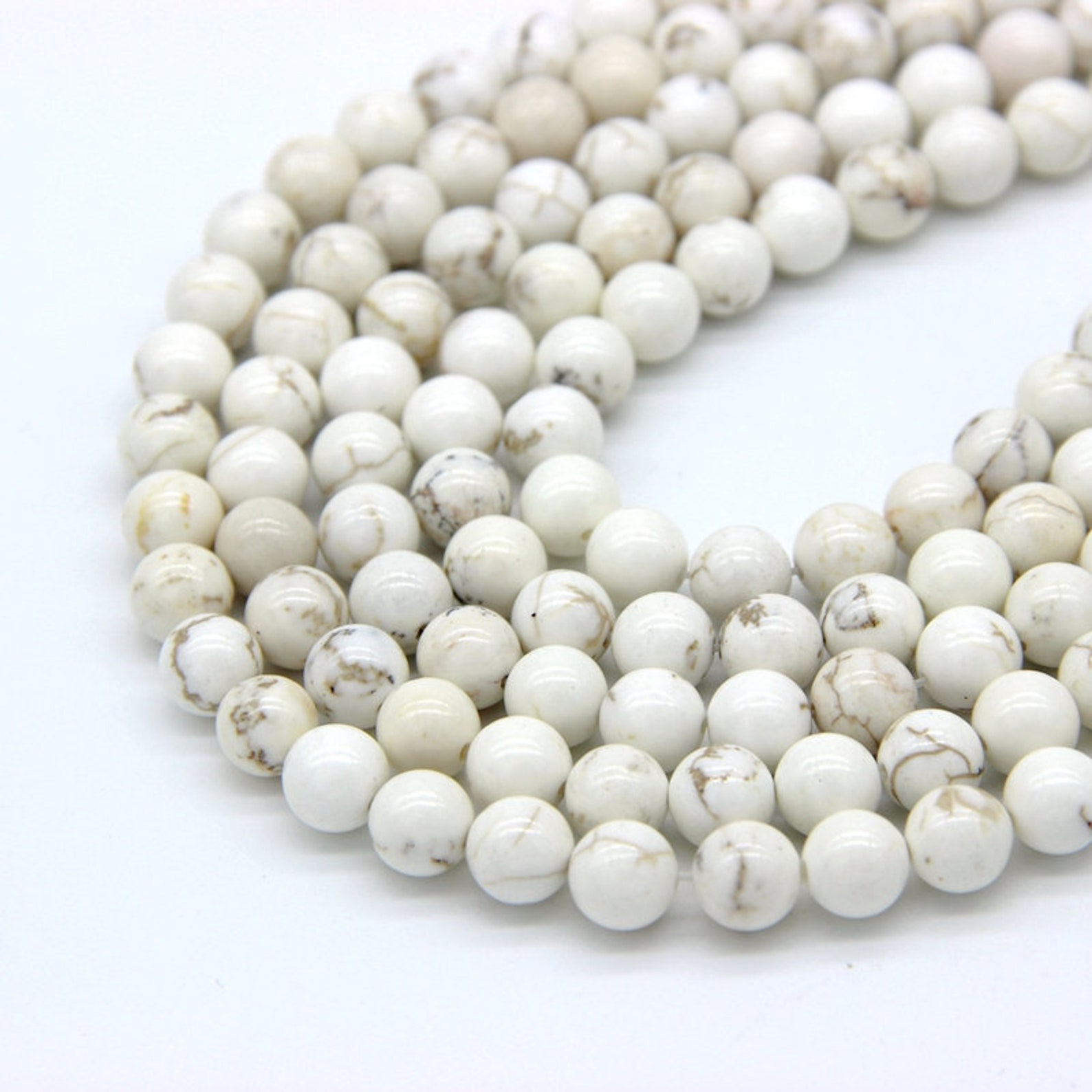Natural Ivory White Howlite Magnesite Beads 6mm 8mm 10mm White Howlite ...