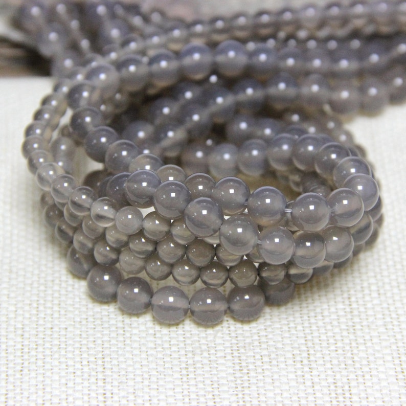 Gray Agate Beads 6mm 8mm 10mm Gray Chalcedony Agate Gemstone - Etsy