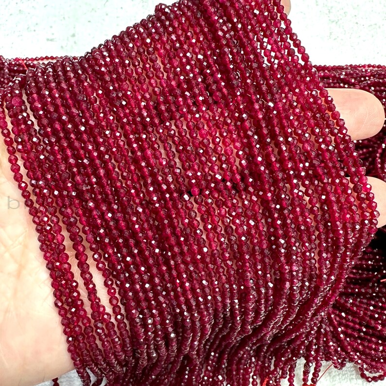 Dark Red Ruby Jade Micro Faceted Beads 2mm 3mm, Small Red Jade Beads ...