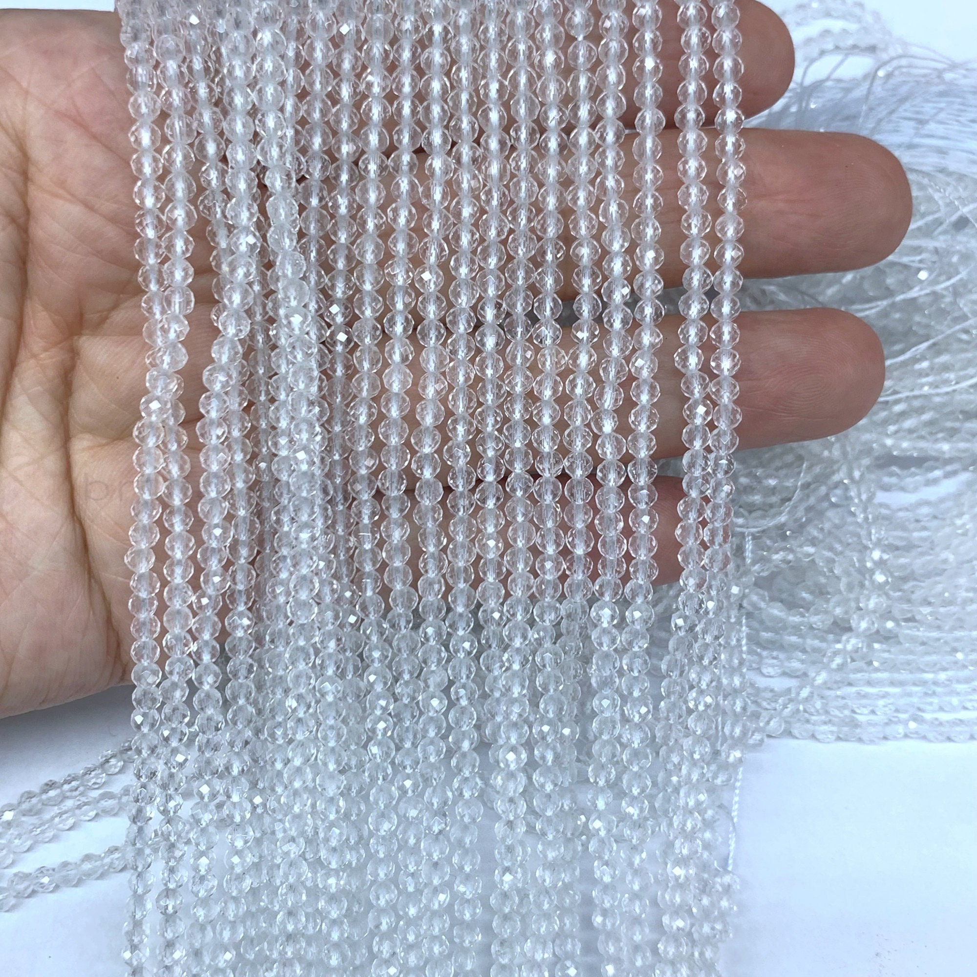 Natural Rock Crystal 2mm 3mm 4mm Micro Faceted Beads, Tiny Clear ...