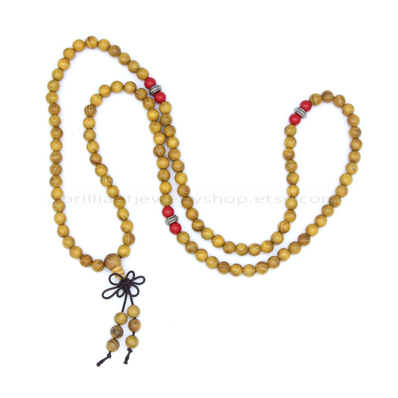 108 Golden Sandalwood Mala Beads 6mm, Yellow Sandalwood Mala Beads ...