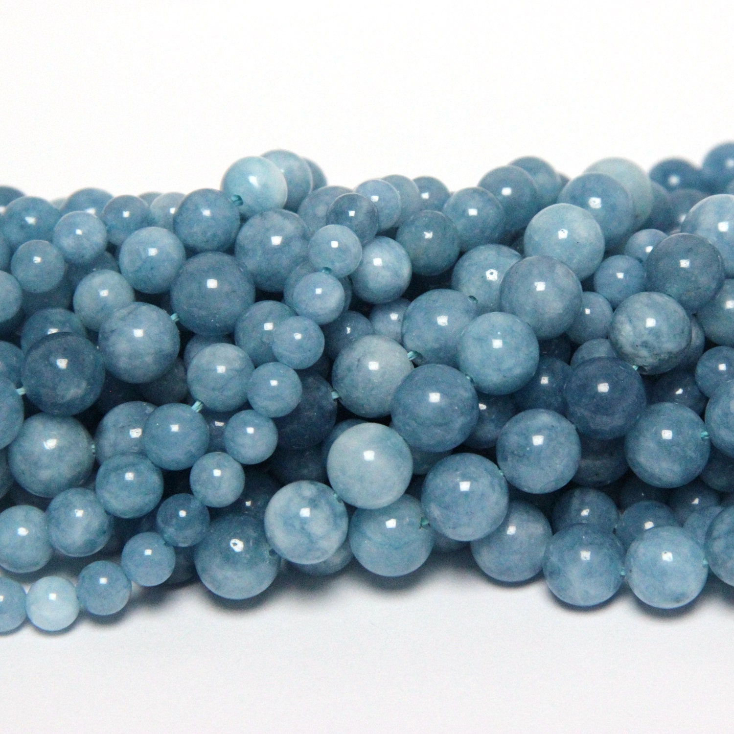 Blue Aquamarine Jade Beads 6mm 8mm 10mm Natural Blue Gemstone | Etsy
