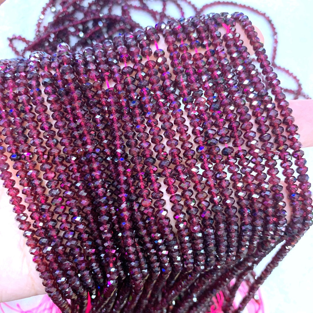 Tiny Red Garnet Rondelle Beads Micro Faceted 3x2mm 4x3mm Natural Red ...