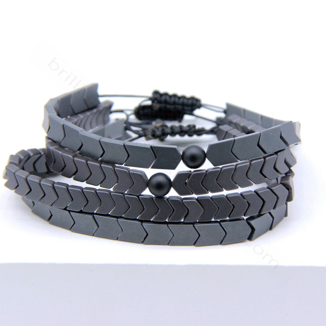Matte Hematite Arrow Bracelet, Hematite Chevron Adjustable Bracelet ...
