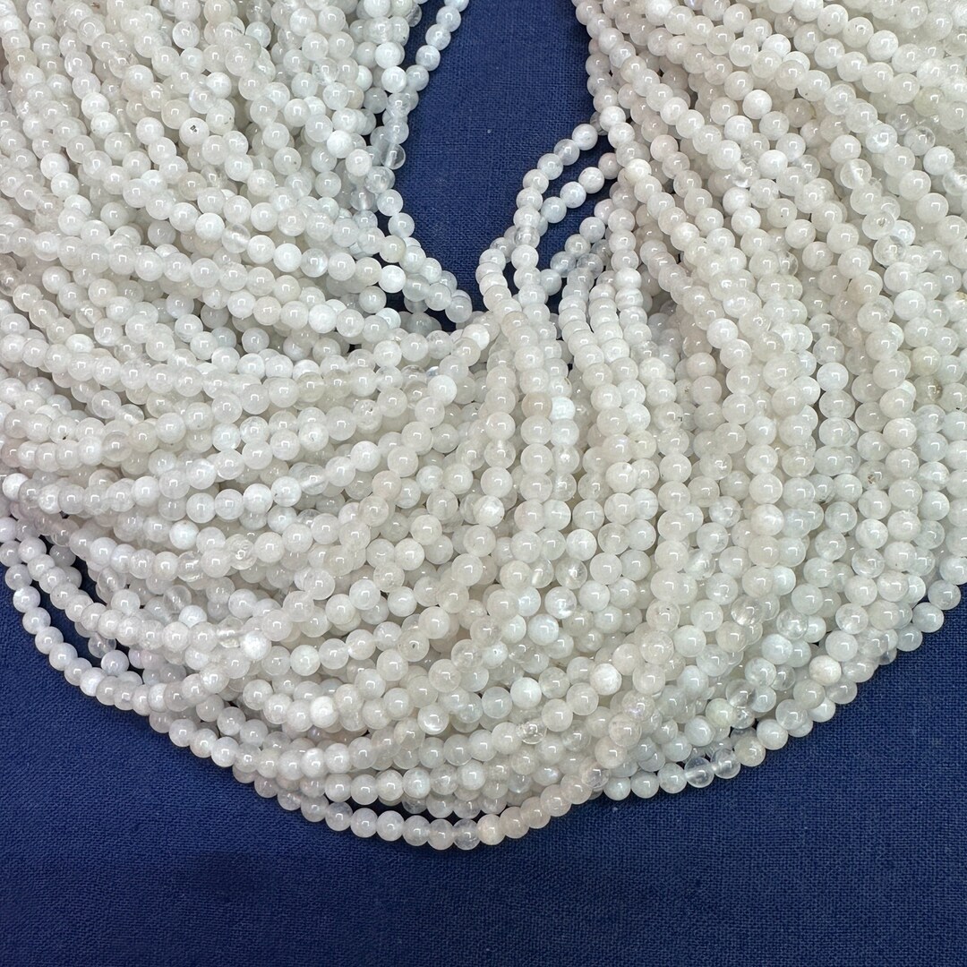 Tiny Moonstone Round Smooth Beads 2mm 3mm, Natural White Flash ...
