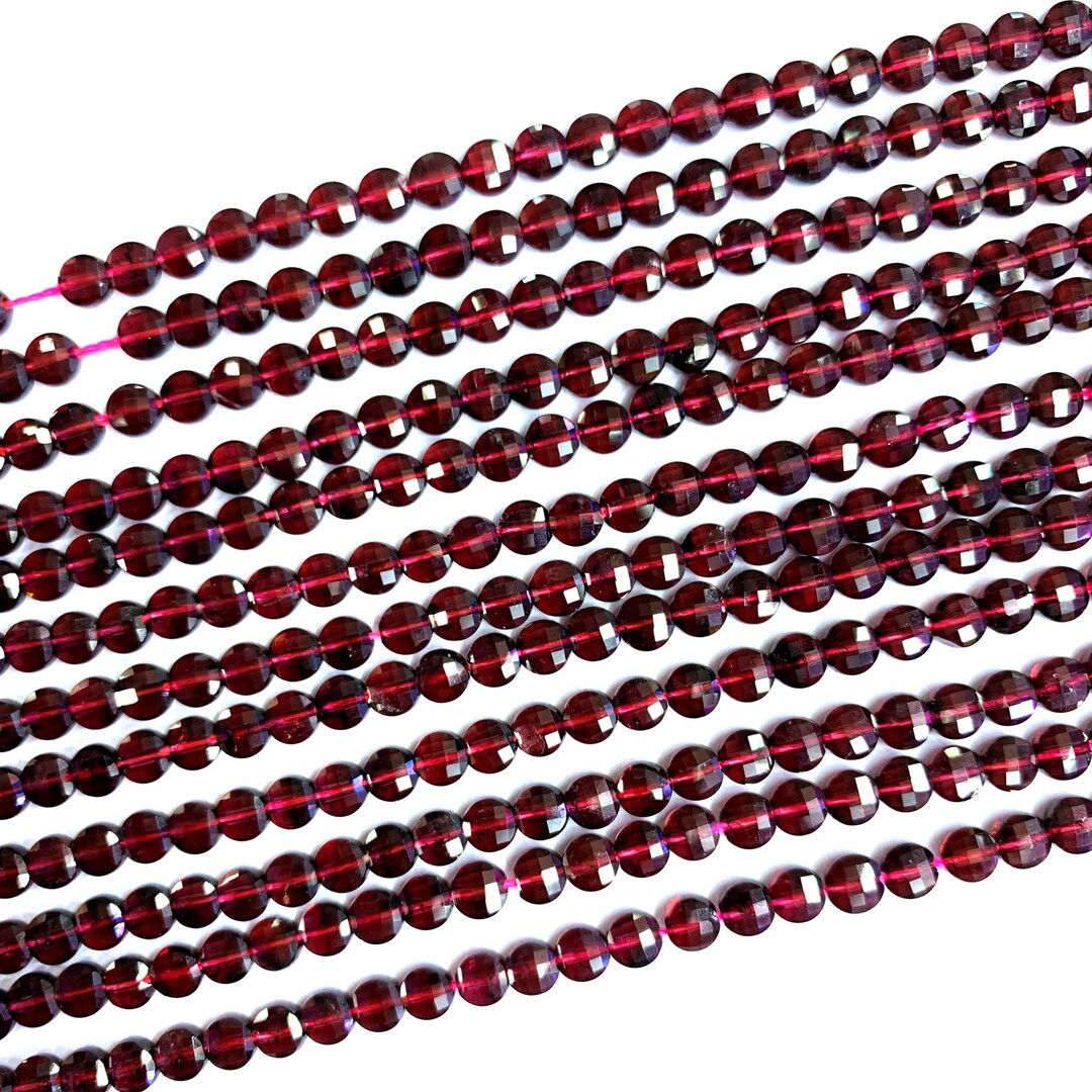Tiny Red Garnet Micro Faceted Coin Beads 4.5mm, Natural Garnet Round ...