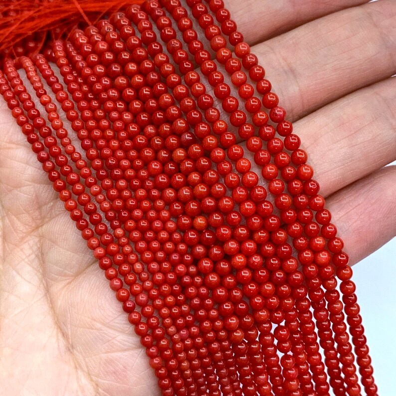 Tiny Red Coral Smooth Beads 2mm 3mm 4mm Small Dyed Red Coral | Etsy