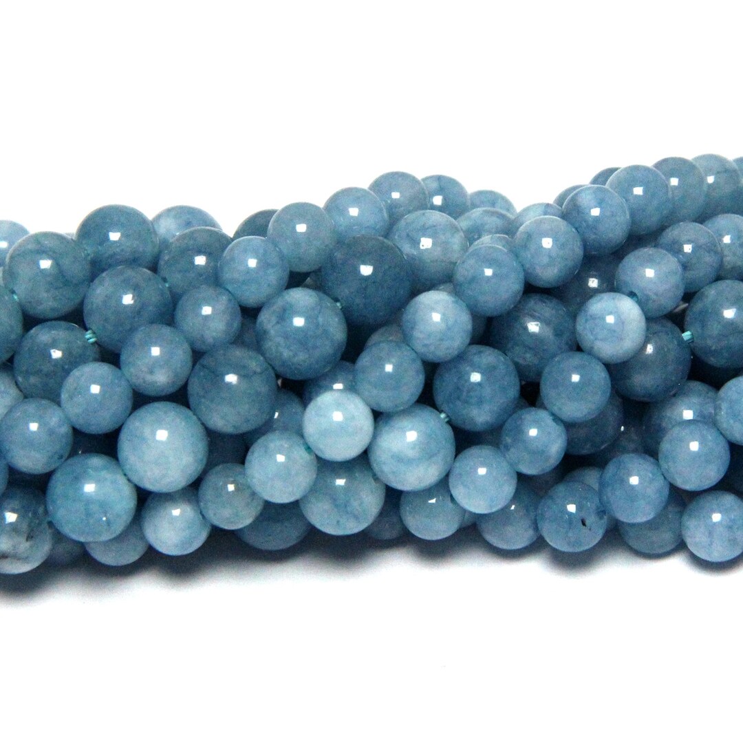 Blue Aquamarine Jade Beads 6mm 8mm 10mm, Natural Blue Gemstone Beads ...