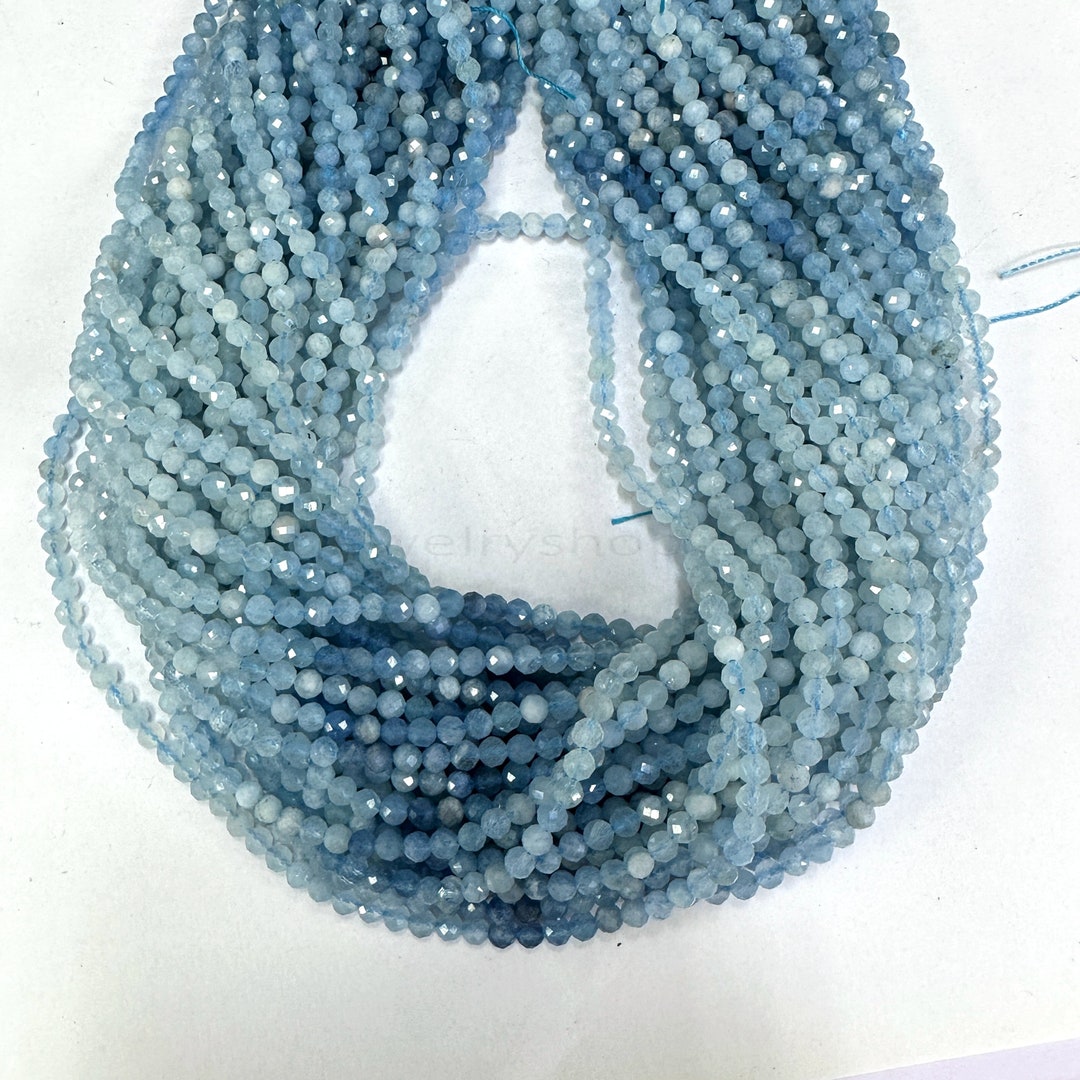 Tiny Shaded Aquamarine Micro Faceted Beads 3mm 4mm, Small Aquamarine ...