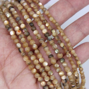 Tiny Abalone Shell Beads Smooth Light Color 3.5mm 4.2mm, Natural Light ...