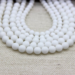 Matte White Agate Glass Beads 4mm 6mm 8mm 10mm 12mm 14 16mm Mala Beads ...