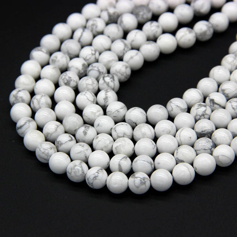 White Howlite Beads 4mm 6mm 8mm 10mm 12mm White Marble Beads White Mala ...