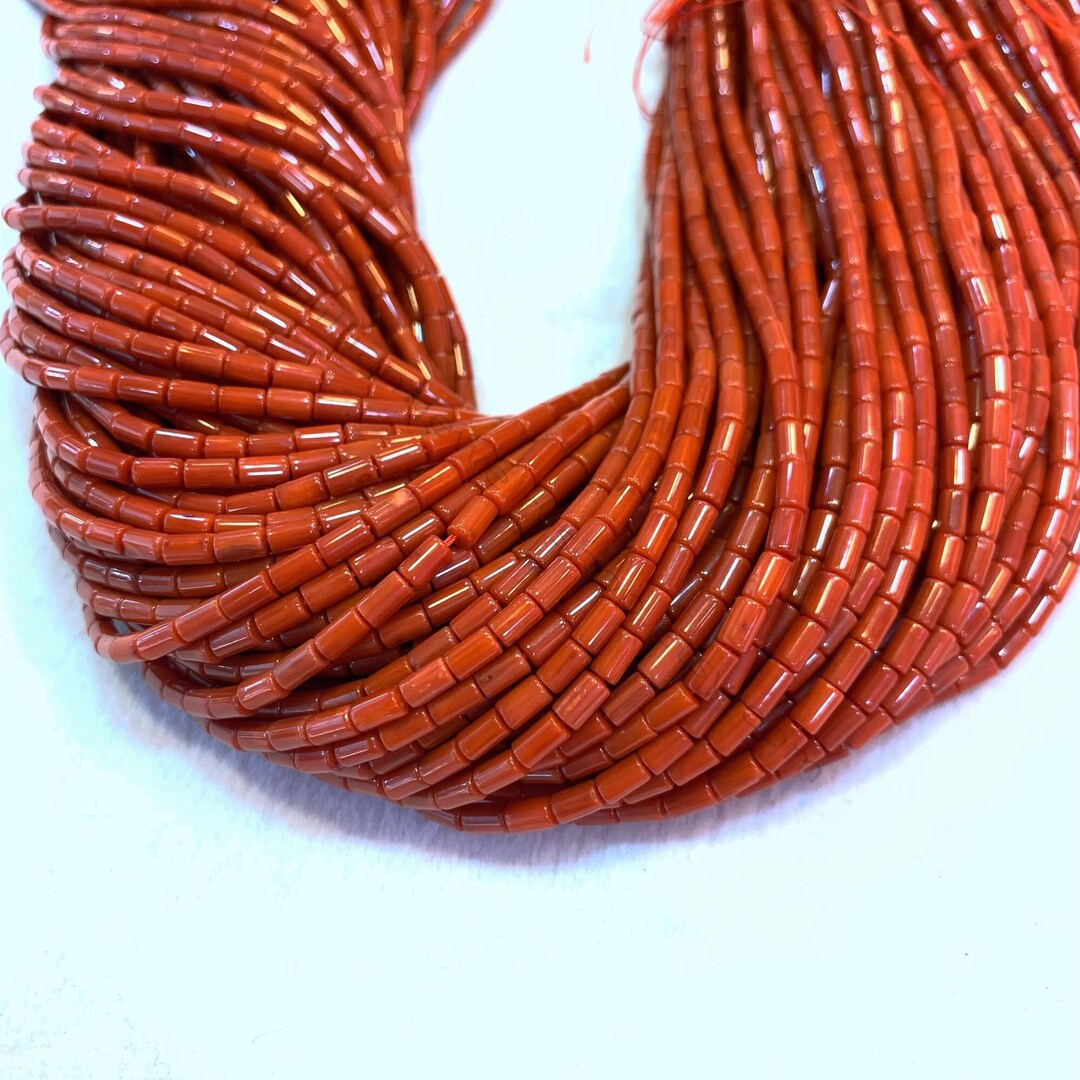 Red Coral Tube Round Beads 5x3mm 6x3mm, Small Red Coral Seed Beads, Red ...