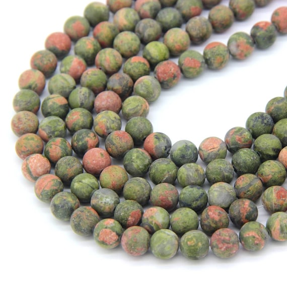 Matte Unakite Beads 6mm 8mm 10mm Natural Green Red Unakite | Etsy