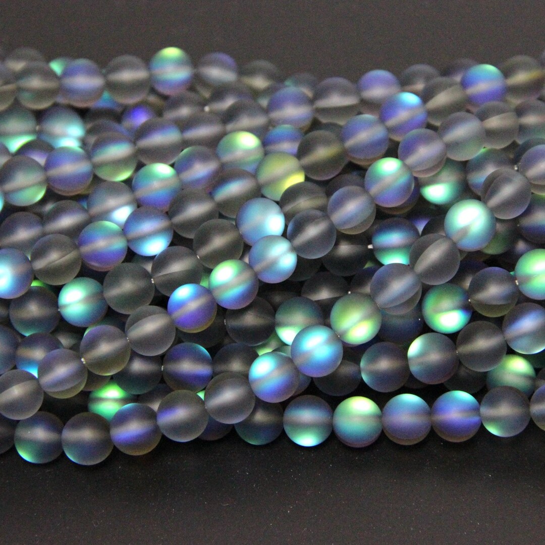Matte Gray Aurora Borealis Crystal Beads 6 8 10mm,jet Black Holographic ...