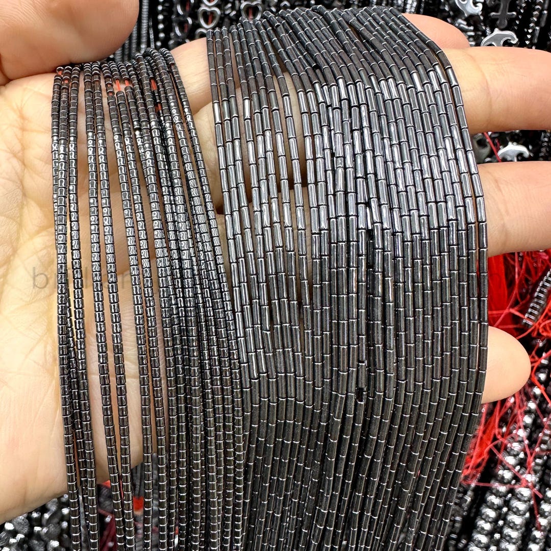 Tiny Gray Hematite Tube Beads 4x1mm 1.5x1.5mm, Gray Gemstone Heishi ...