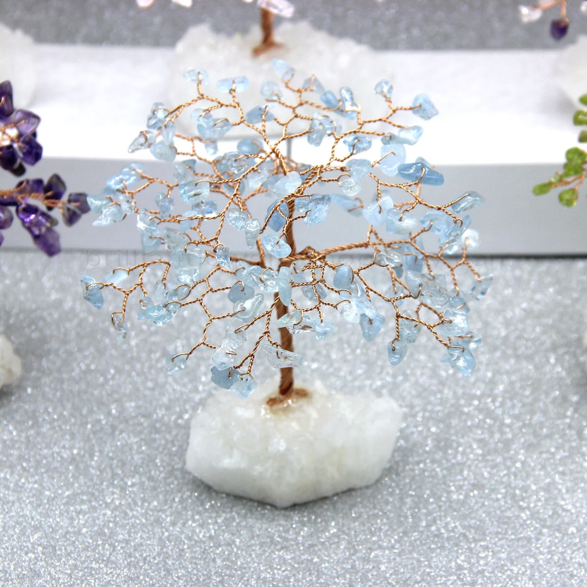 Crystal Tree Aquamarine Tree Crystal Cluster Tree | Etsy