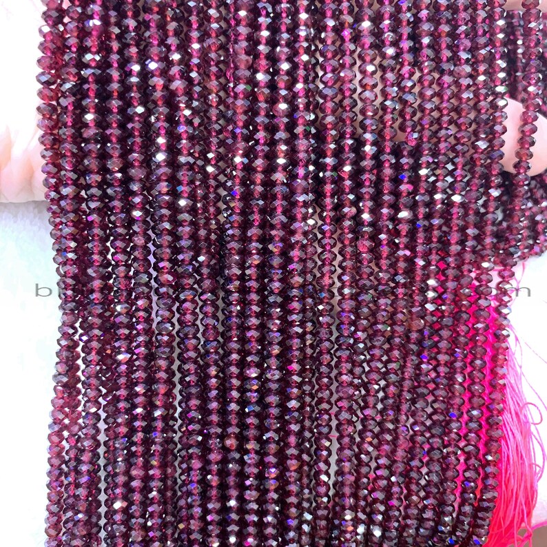 Tiny Red Garnet Rondelle Beads Micro Faceted 3x2mm 4x3mm Natural Red ...