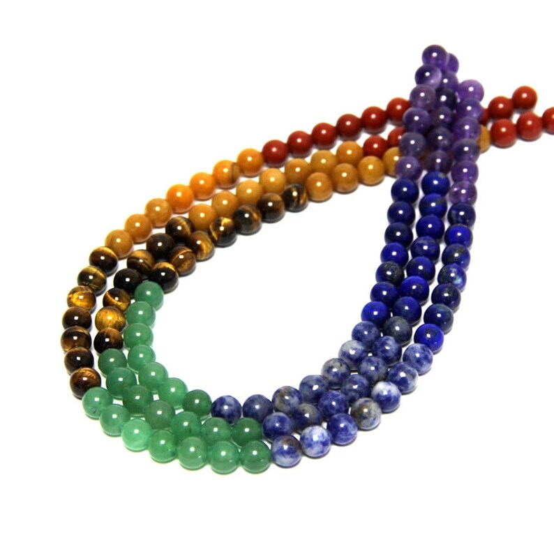 7 Chakra Beads 8mm 6mm 10mmfull String Chakra Gemstoneset - Etsy