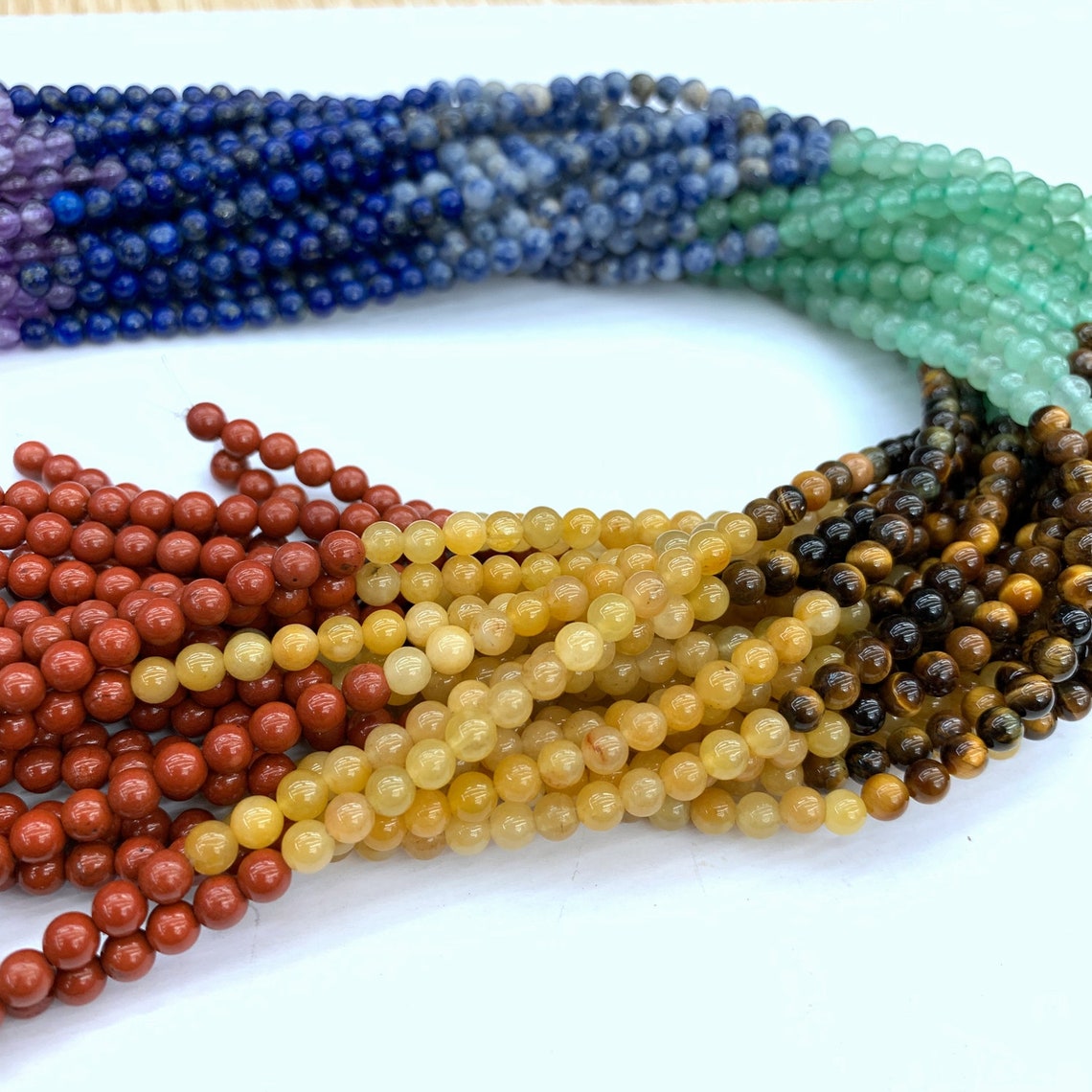 7 Chakra Beads 4mm Smooth Full String Tiny 7 Chakra Gemstone - Etsy