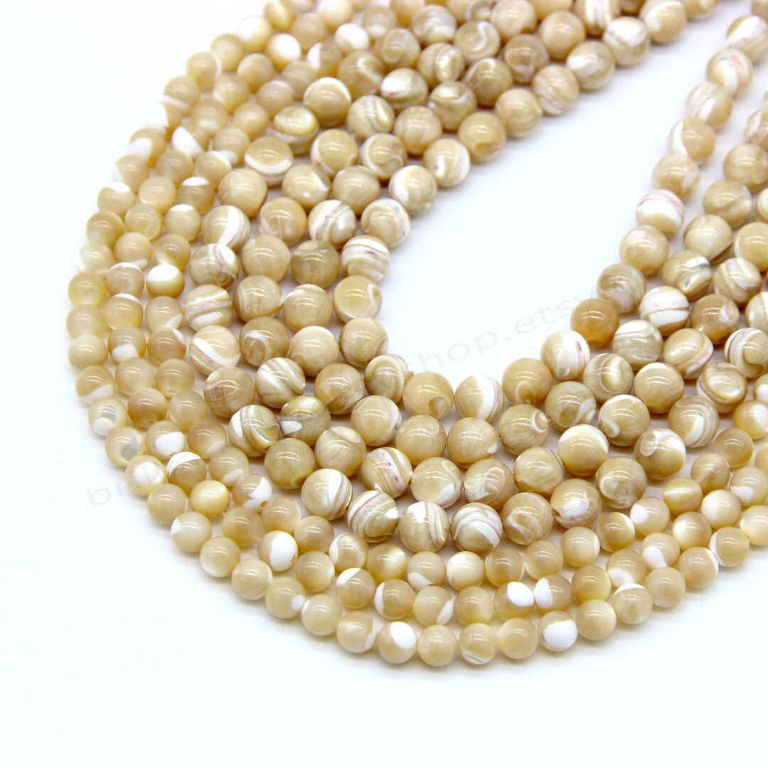 Natural Yellow Mother of Pearl Beads Smooth 6mm 8mm 10mm 12mm 14mm, MOP ...