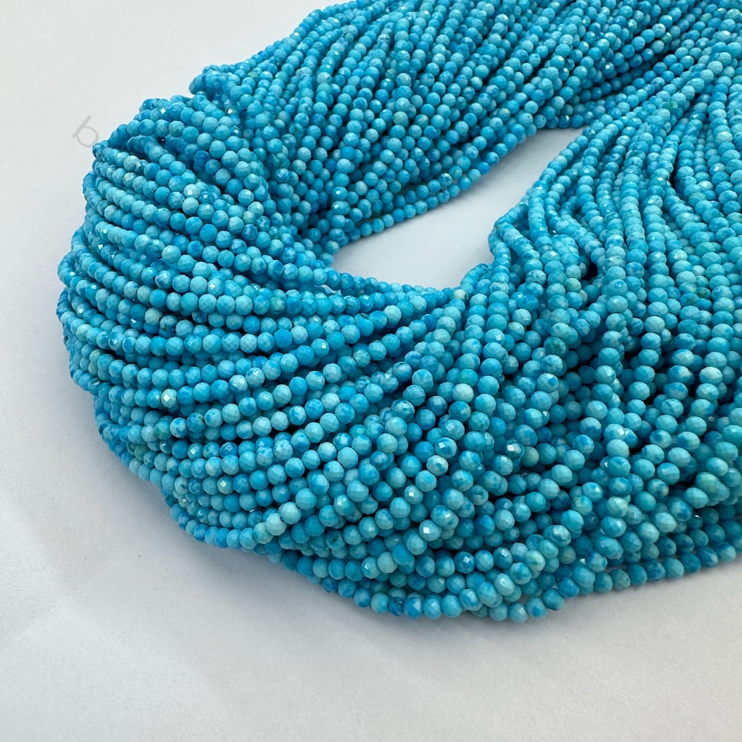 Tiny Blue Turquoise Micro Faceted Beads 2mm 3mm, Dyed Turquoise Beads ...