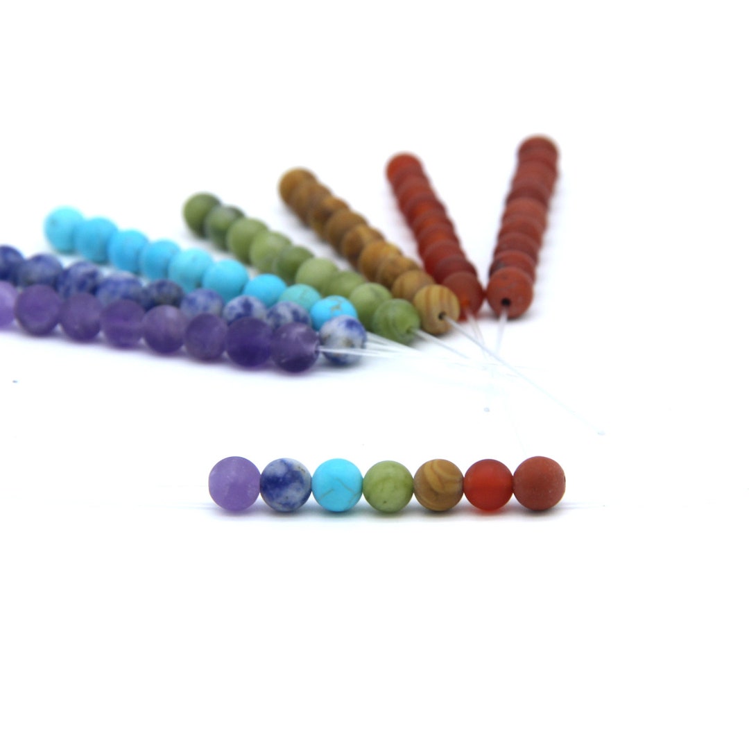 7 Chakra Beads Matte 6mm Set Chakra Gemstone Beads 70PCS Chakra Mala ...
