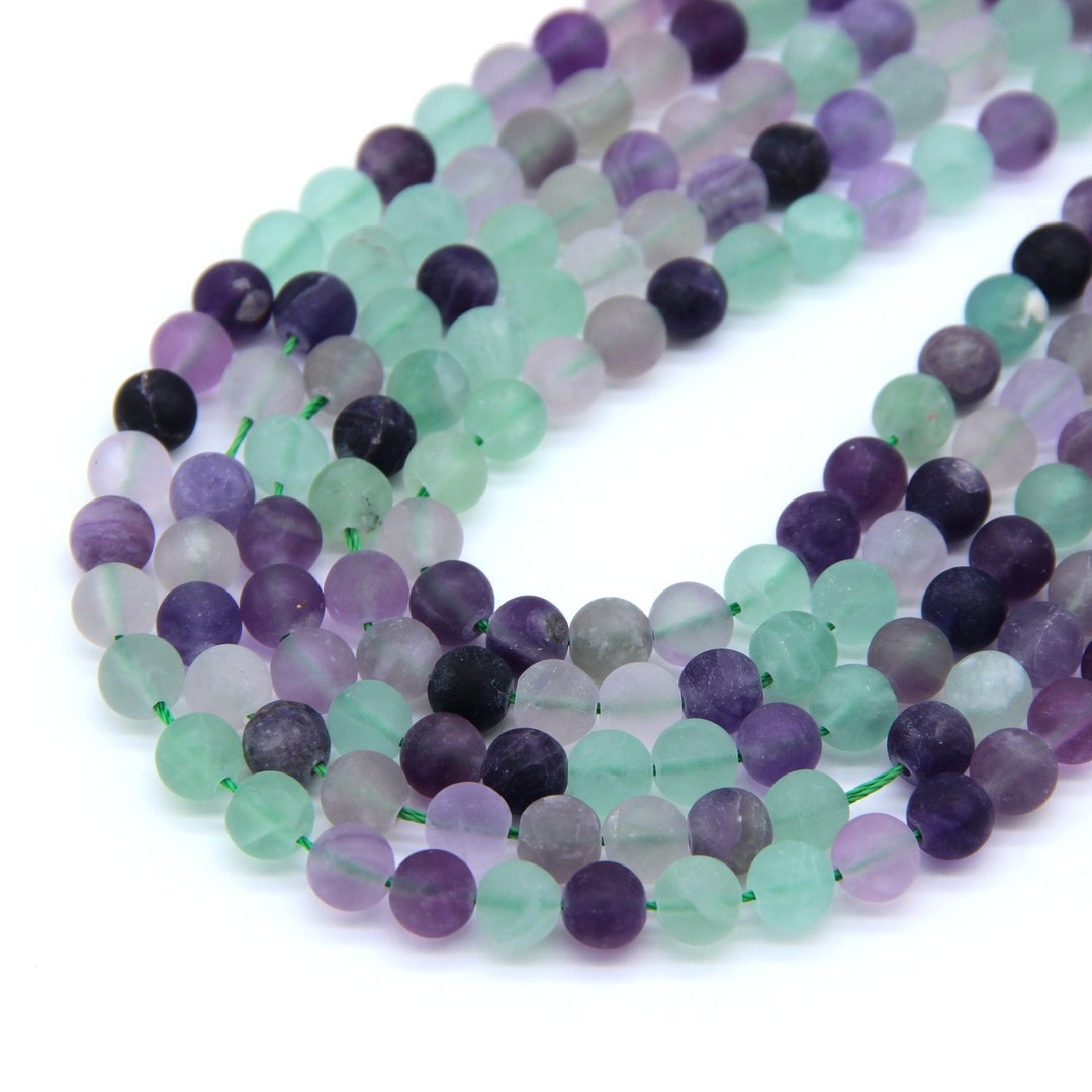 Matte Fluorite Round Beads 6mm 8mm 10mm, Natural Rainbow Fluorite ...