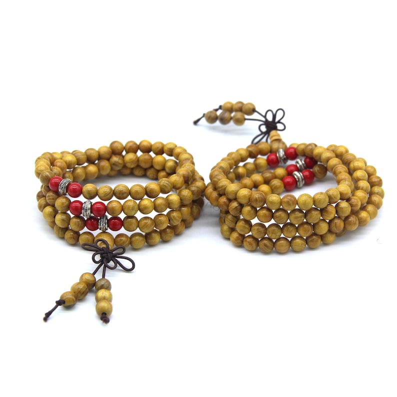 108 Golden Sandalwood Mala Beads 6mm, Yellow Sandalwood Mala Beads ...