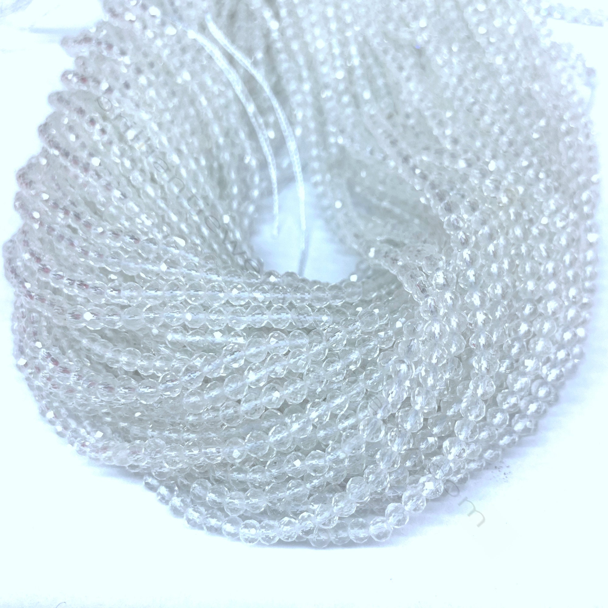 Natural Rock Crystal 2mm 3mm 4mm Micro Faceted Beads, Tiny Clear ...