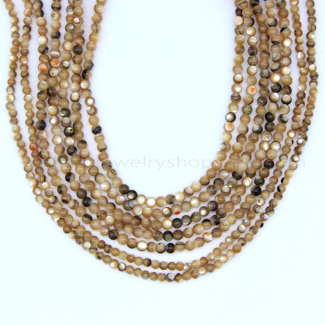 Tiny Abalone Shell Beads Smooth Light Color 3.5mm 4.2mm, Natural Light ...