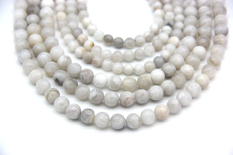 Natural White Agate Beads 4 6 8mm 10mm White Gemstone Cream Beads White ...