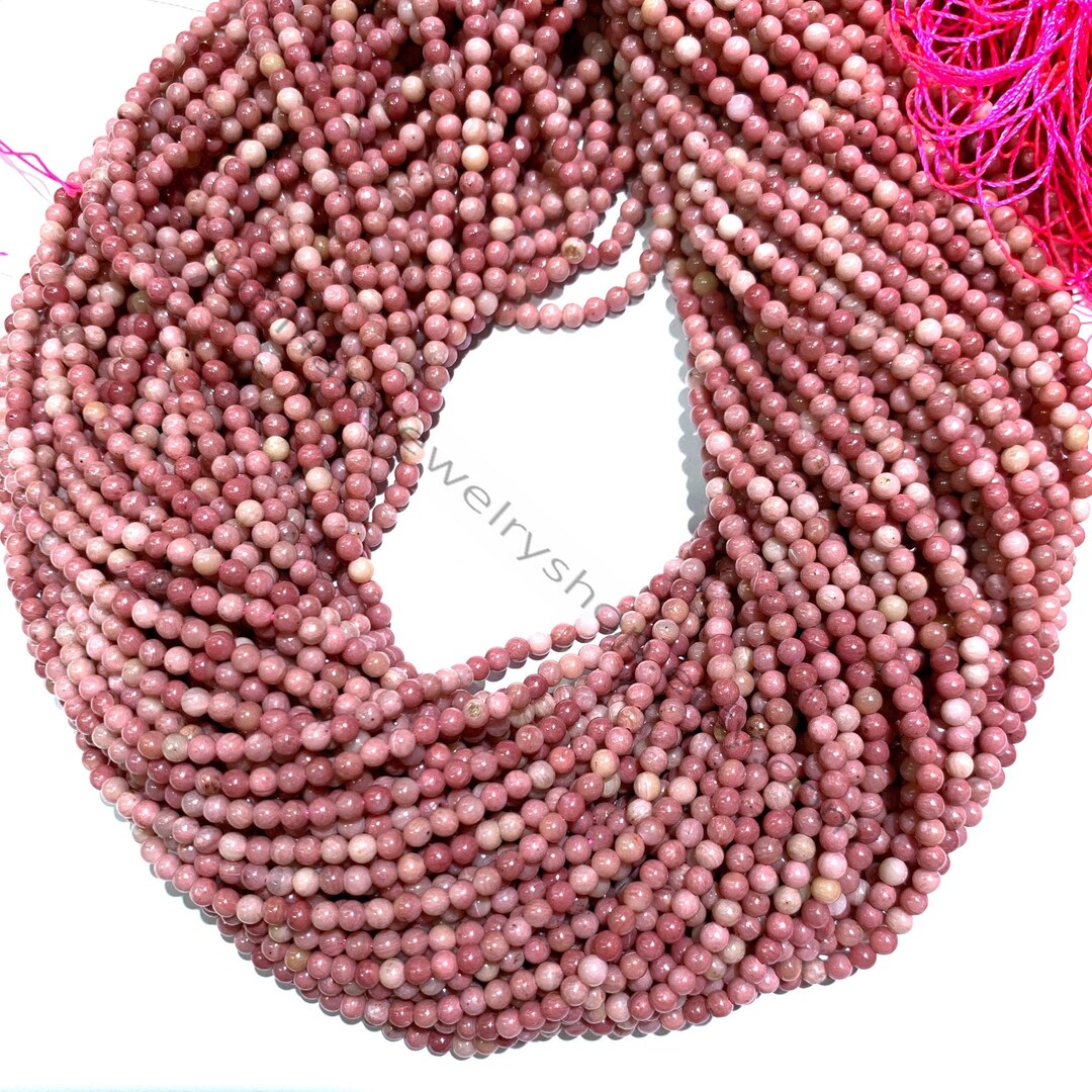 Tiny Pink Rhodonite Smooth Beads 2mm 3mm, Small Natural Pink Gemstone ...